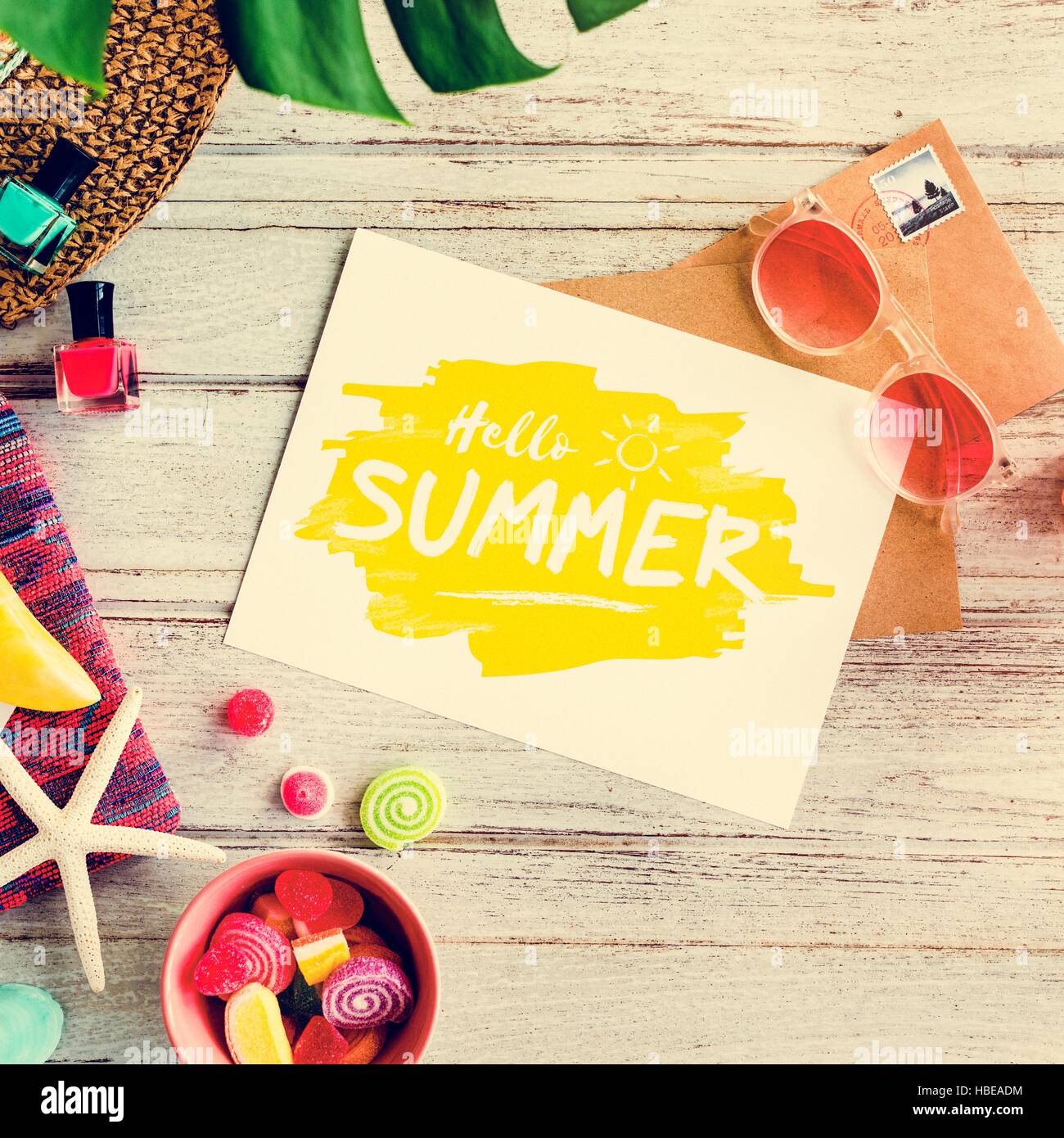 Hello Summer Creative Design Concept Stock Photo - Alamy