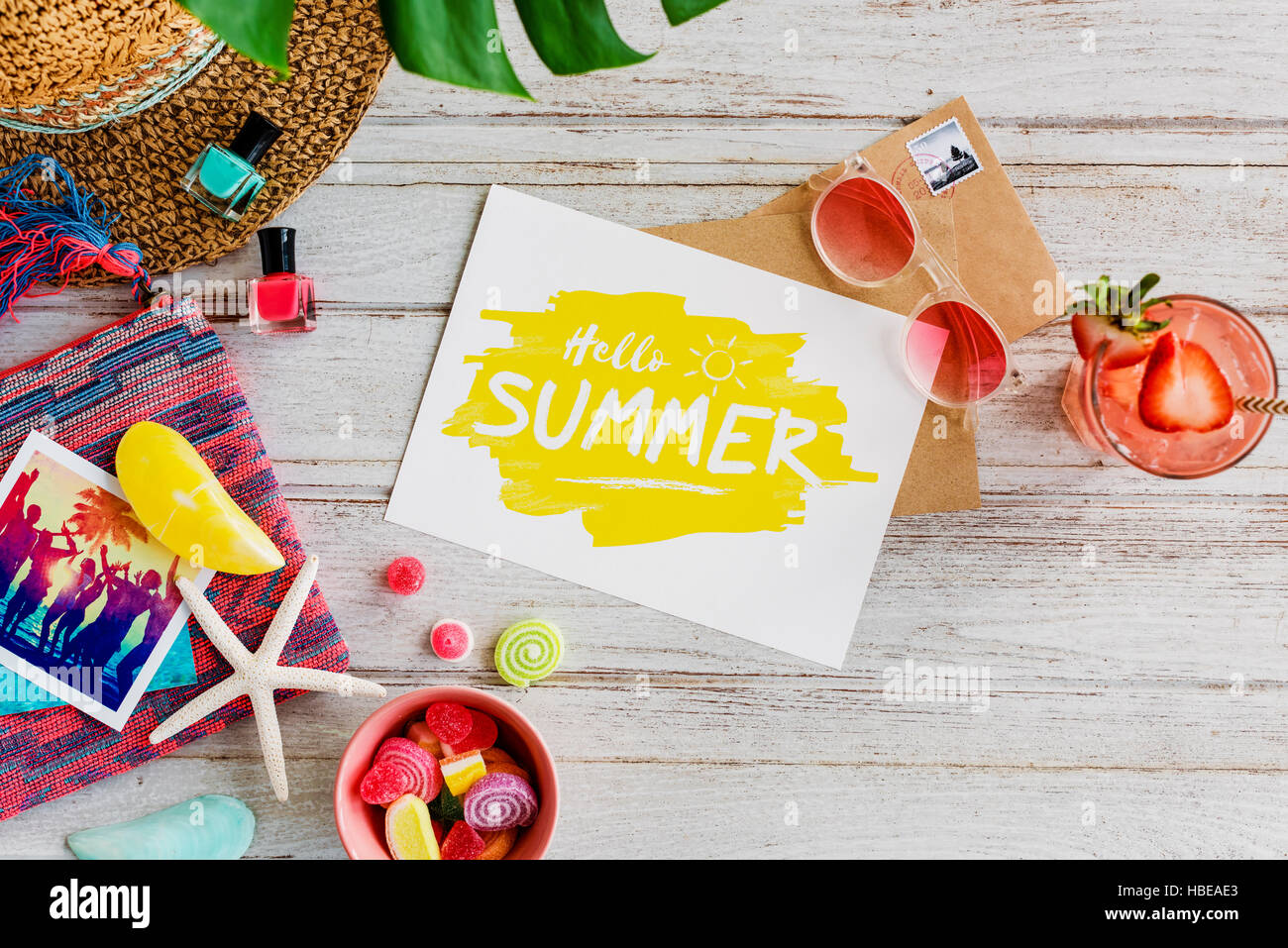Hello Summer Creative Design Concept Stock Photo - Alamy