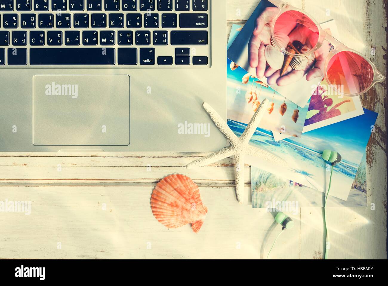 Laptop Technology Beach Summer Holiday Vacation Concept Stock Photo - Alamy
