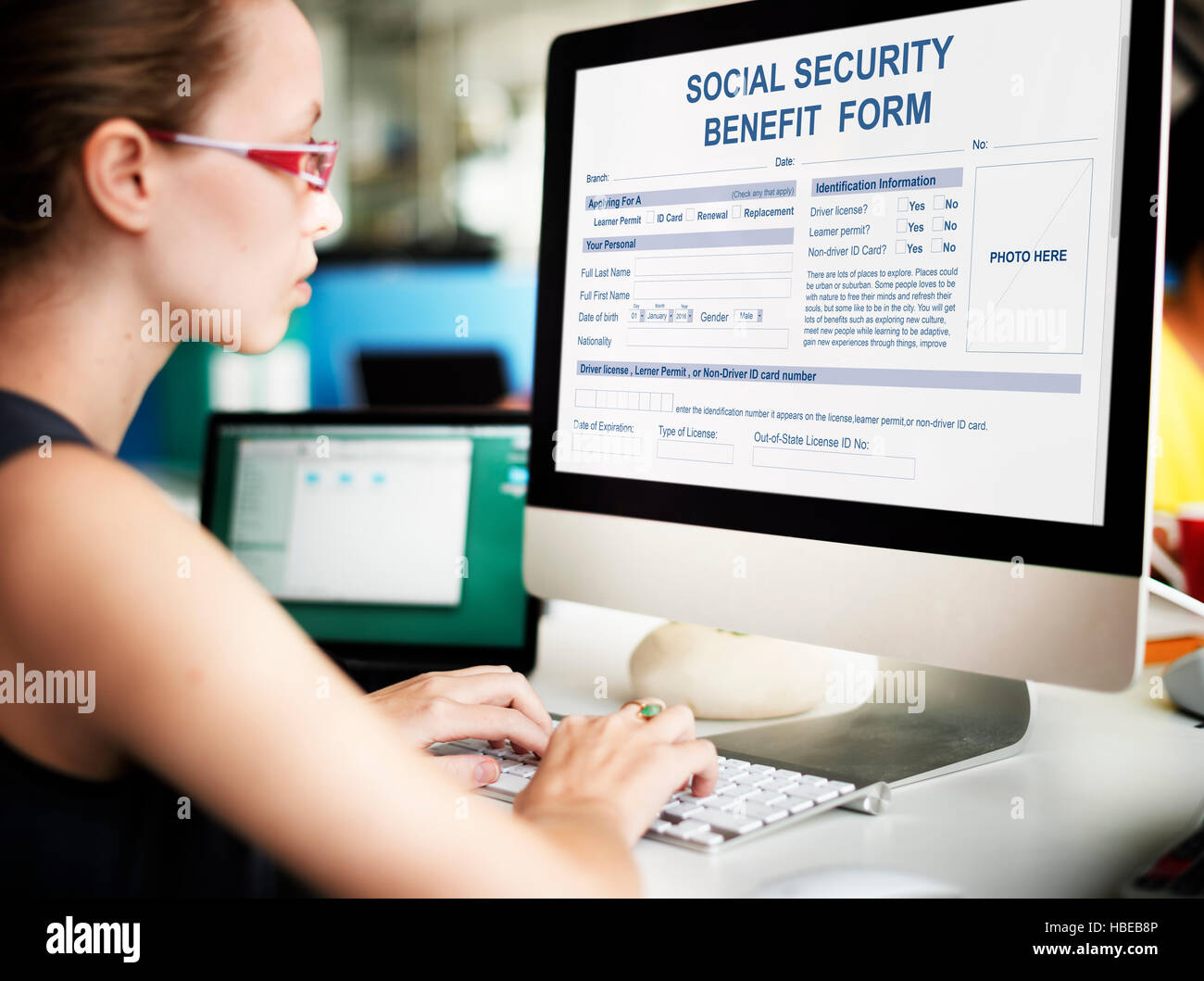 Social Security Benefit Form Application Concept Stock Photo - Alamy