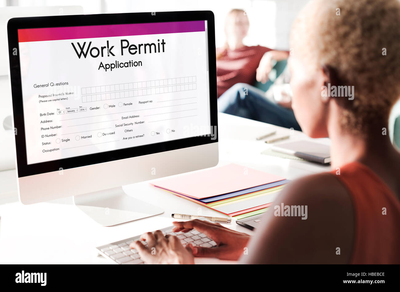 Work Permit Application Job Employment Concept Stock Photo - Alamy