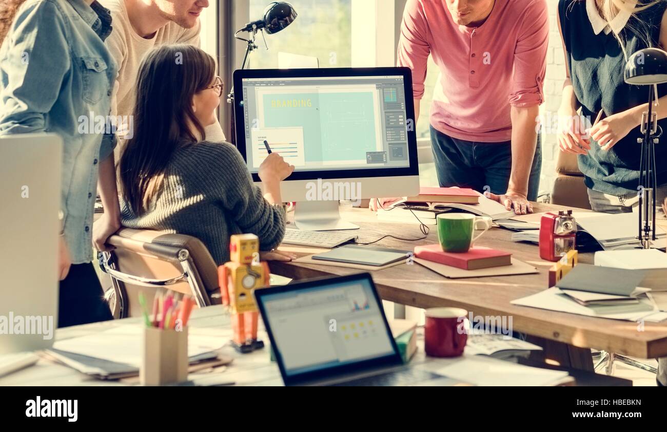 Teamwork Discussion Meeting Brainstorming Start up Concept Stock Photo ...