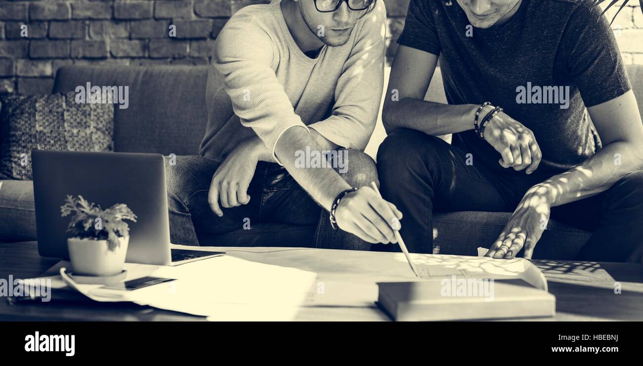 People Meeting Discussion Design Talking Blueprint Concept Stock Photo ...