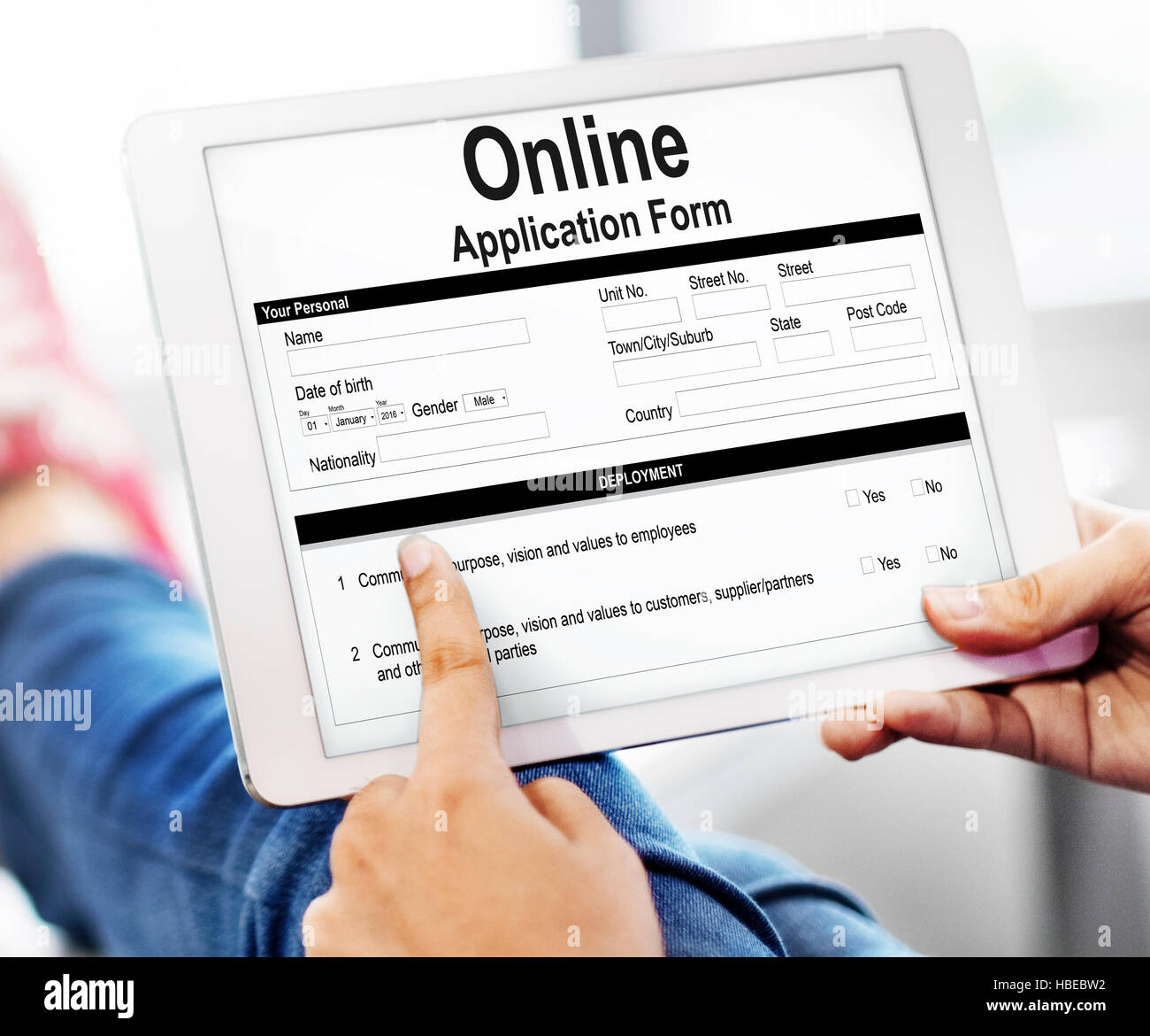 Online Application Form Info Detail Concept Stock Photo - Alamy