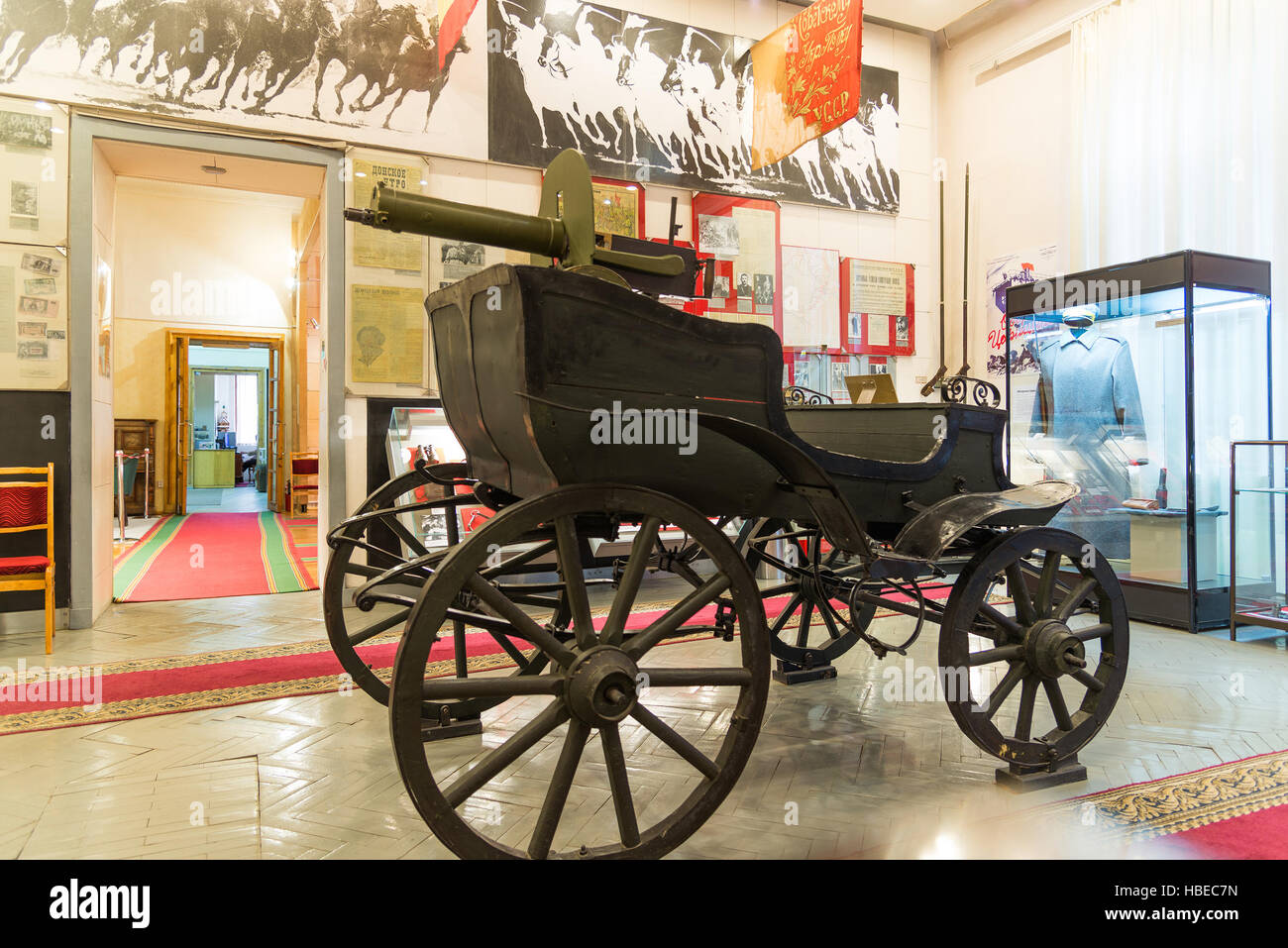 Volgograd, Russia - November 04, 2016. Tachanka with a machine gun in ...