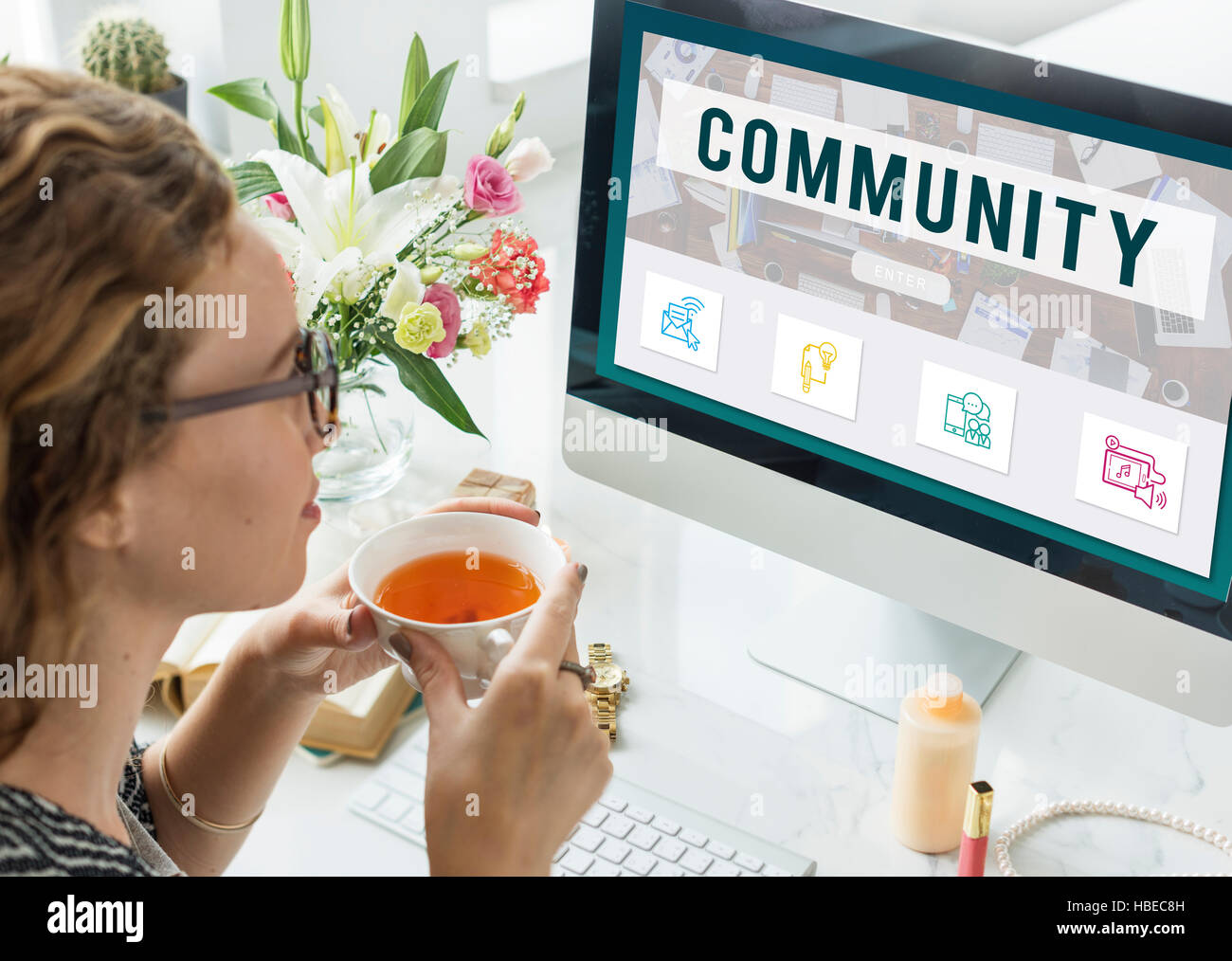 Community Online Communication Connection Concept Stock Photo - Alamy