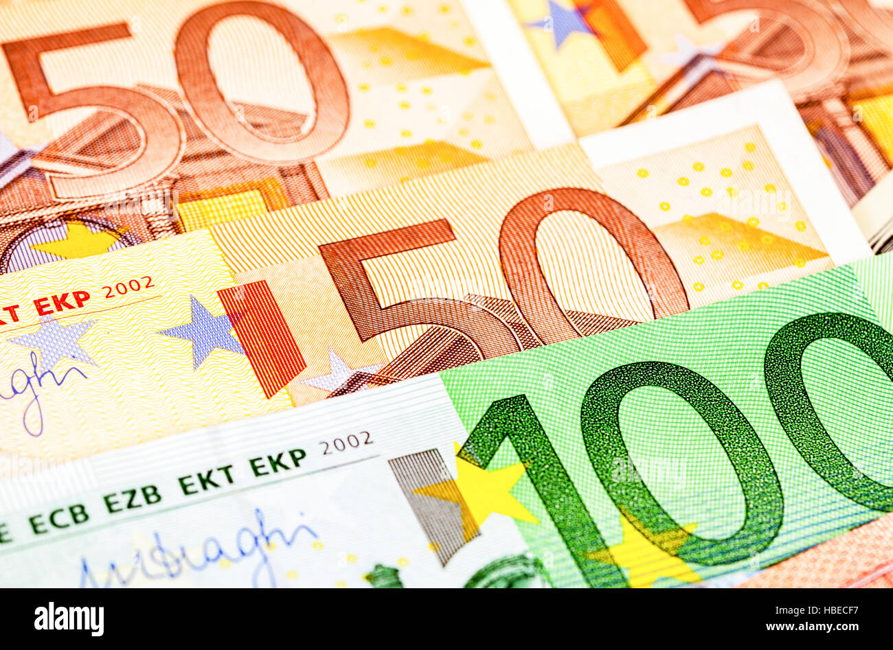 Background from different euro banknotes close up Stock Photo - Alamy