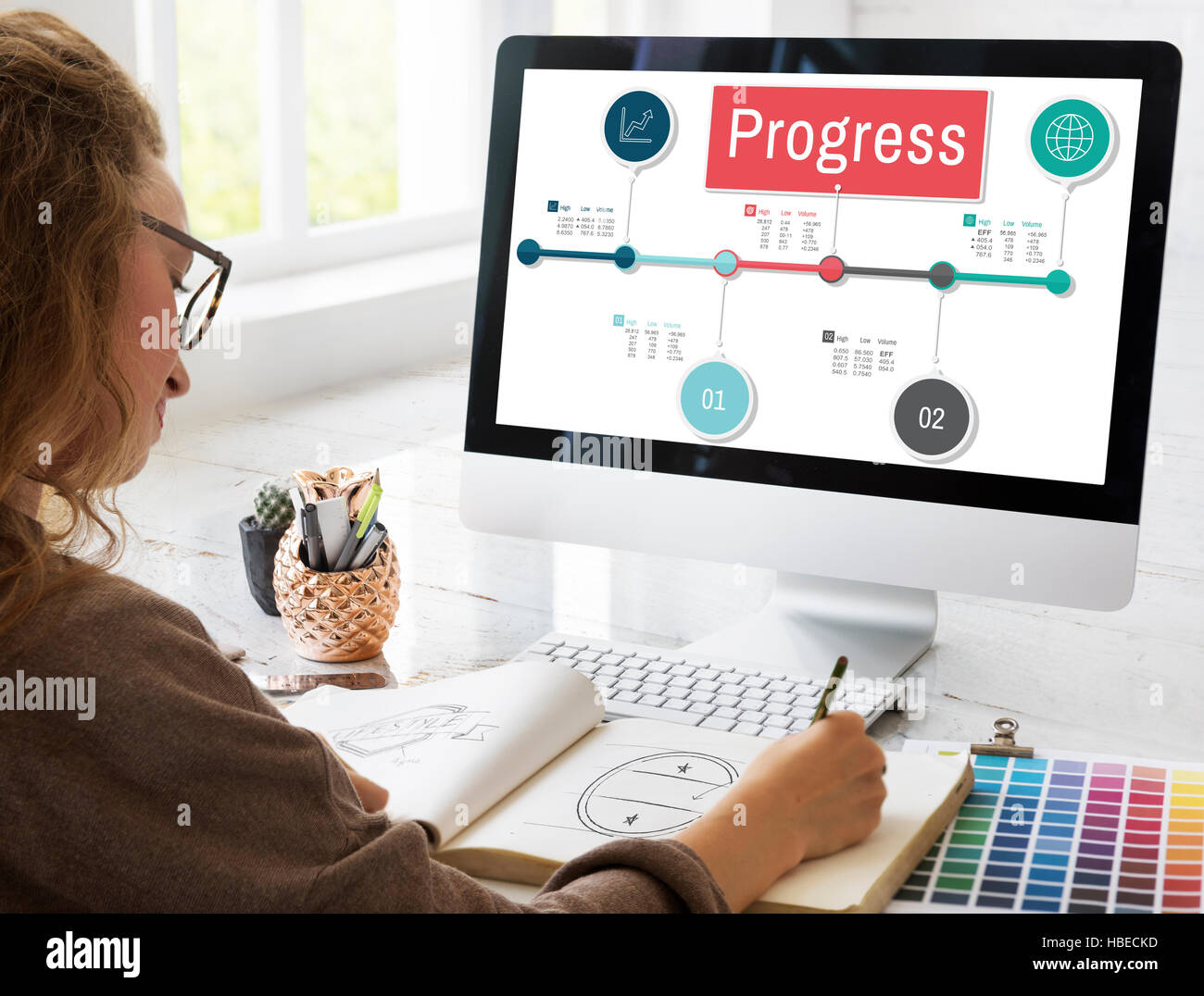 Progress Stock Figures Timeline Concept Stock Photo - Alamy
