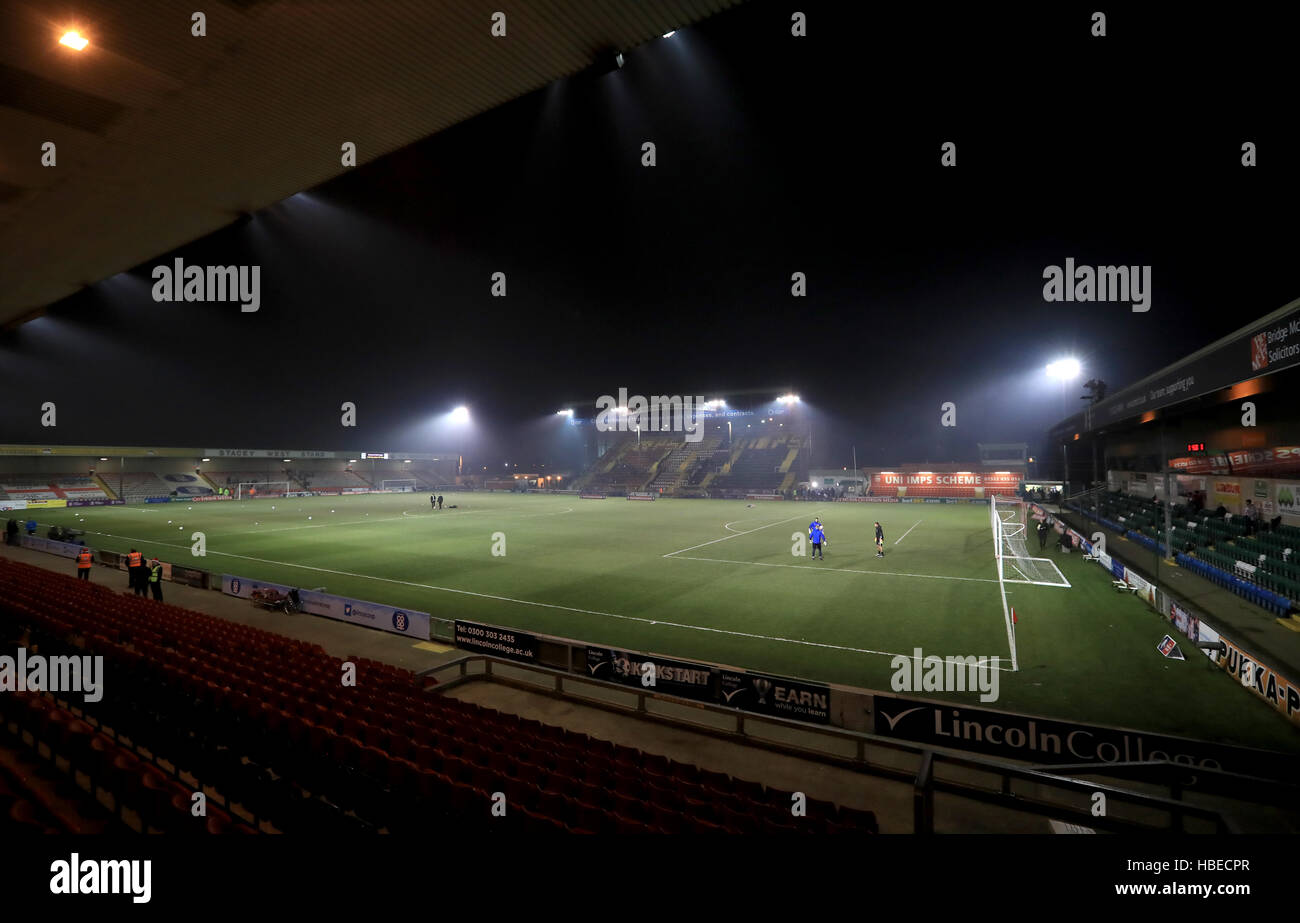 A general view of Sincil Bank before the Emirates FA Cup, Second Round ...