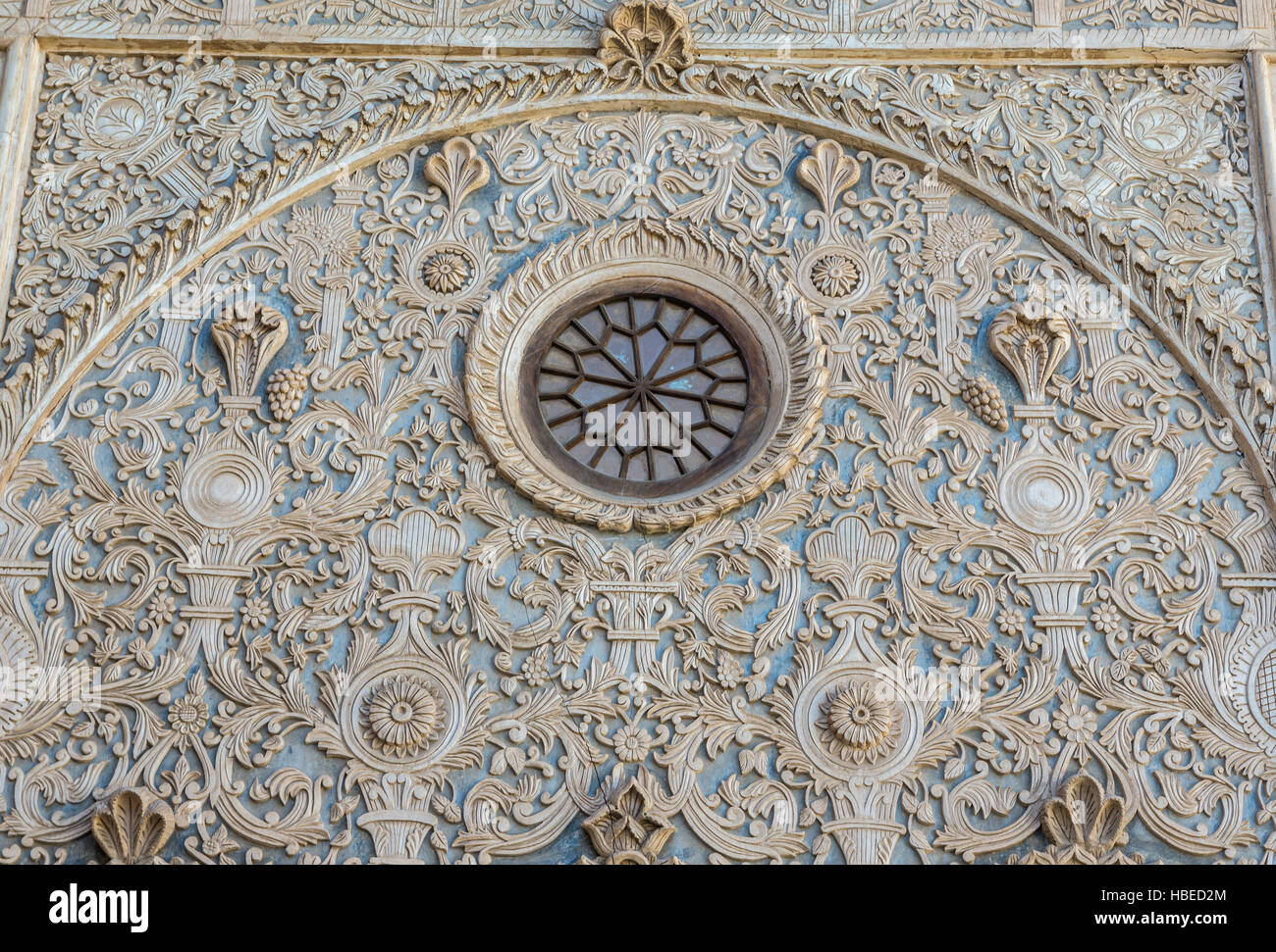 plasterwork in Tabatabaei historic house in Kashan city, Iran Stock ...