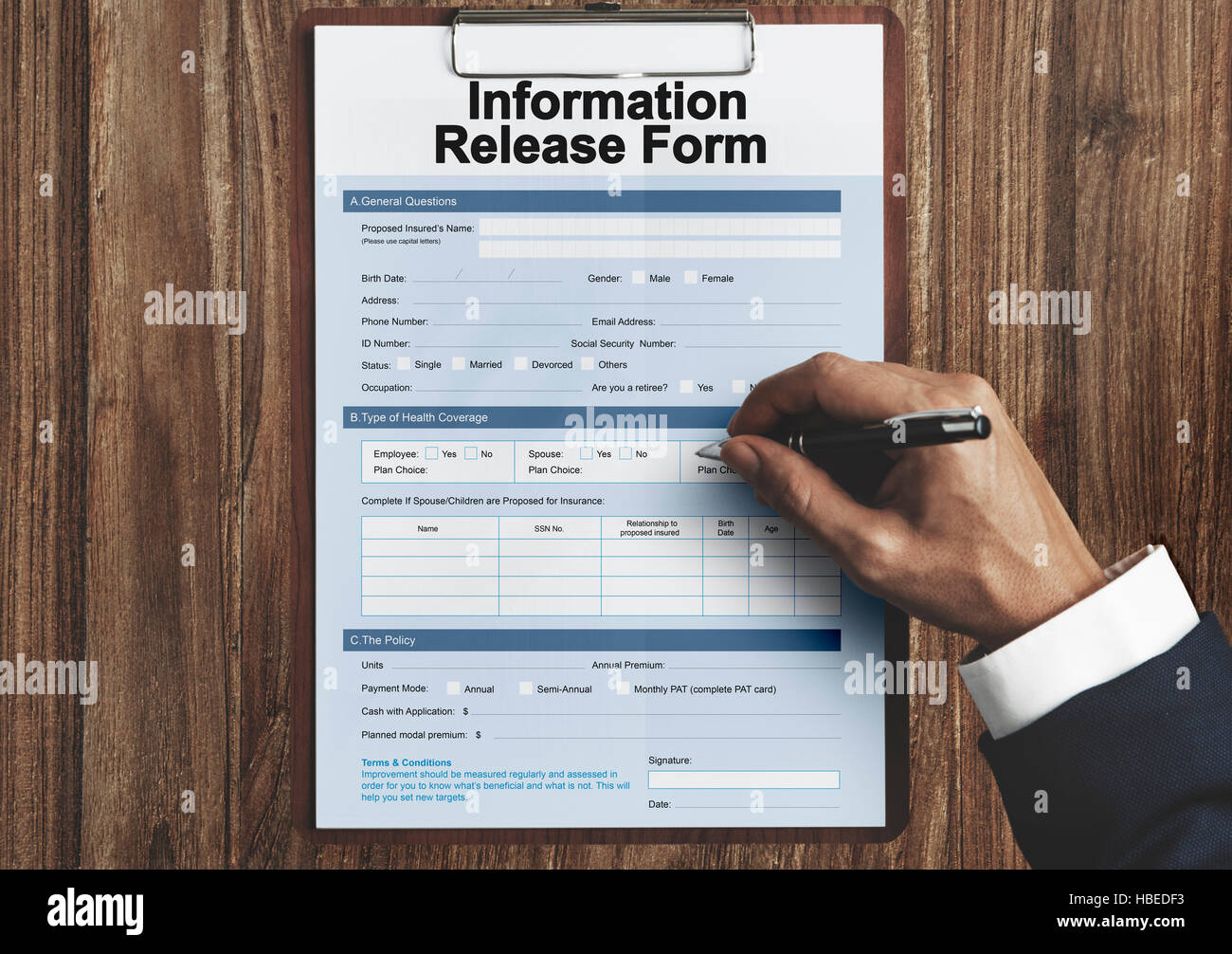 Information Release Form Document Concept Stock Photo - Alamy