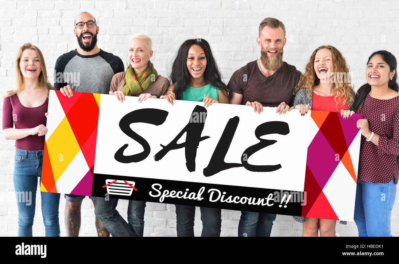 People Friendship Shopping Sale Discount Banner Concept Stock Photo - Alamy