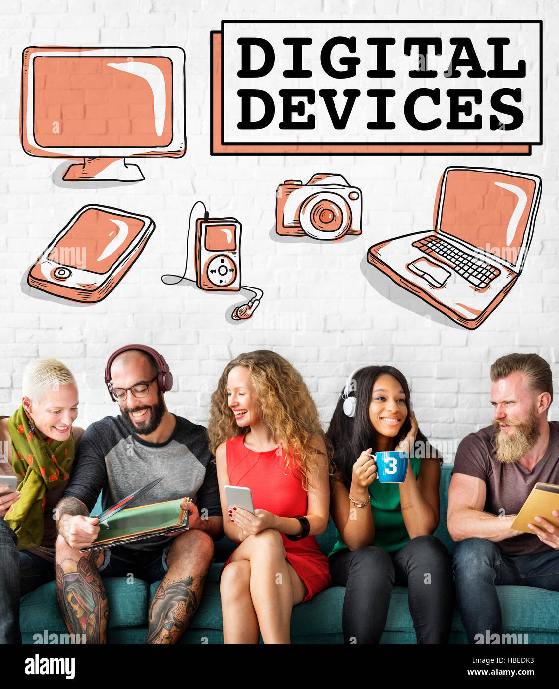 Digital Devices Technology Laptop Graphic Concept Stock Photo - Alamy