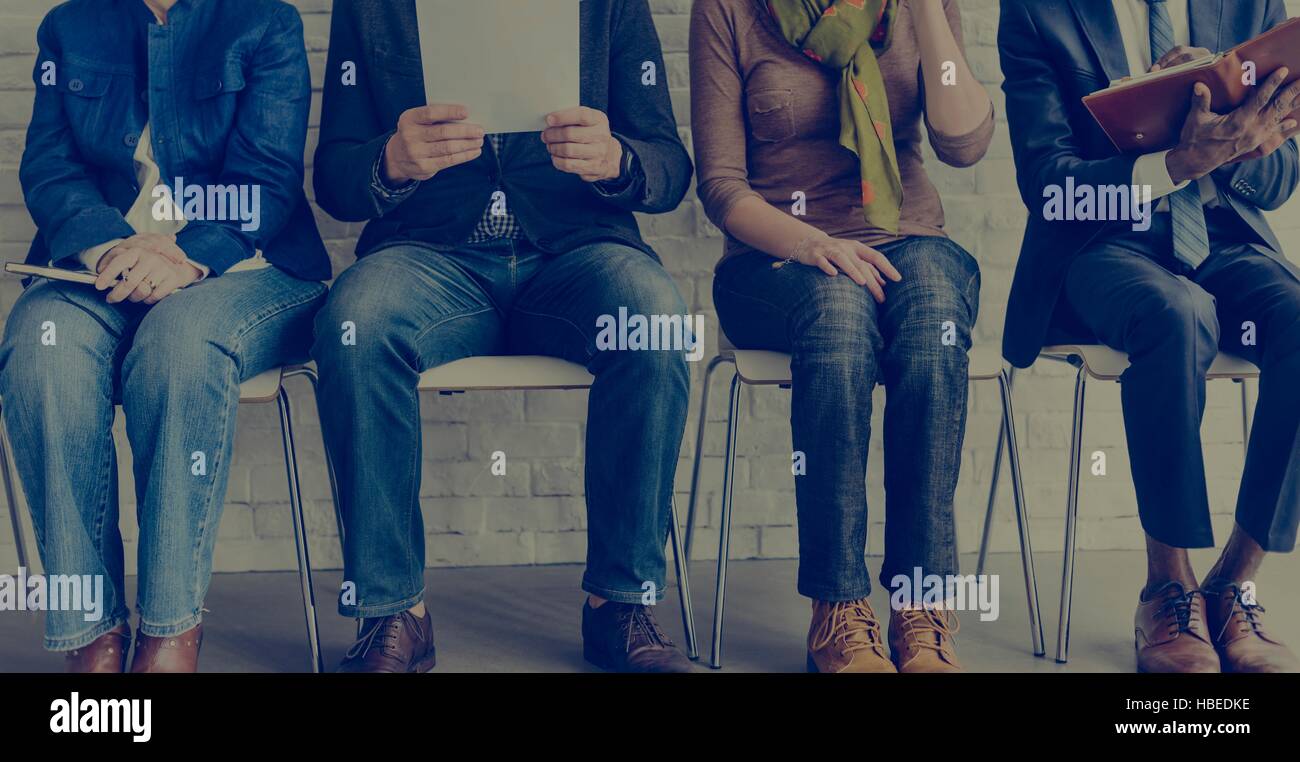 Diverse Group of People Community Sitting Waiting Concept Stock Photo ...