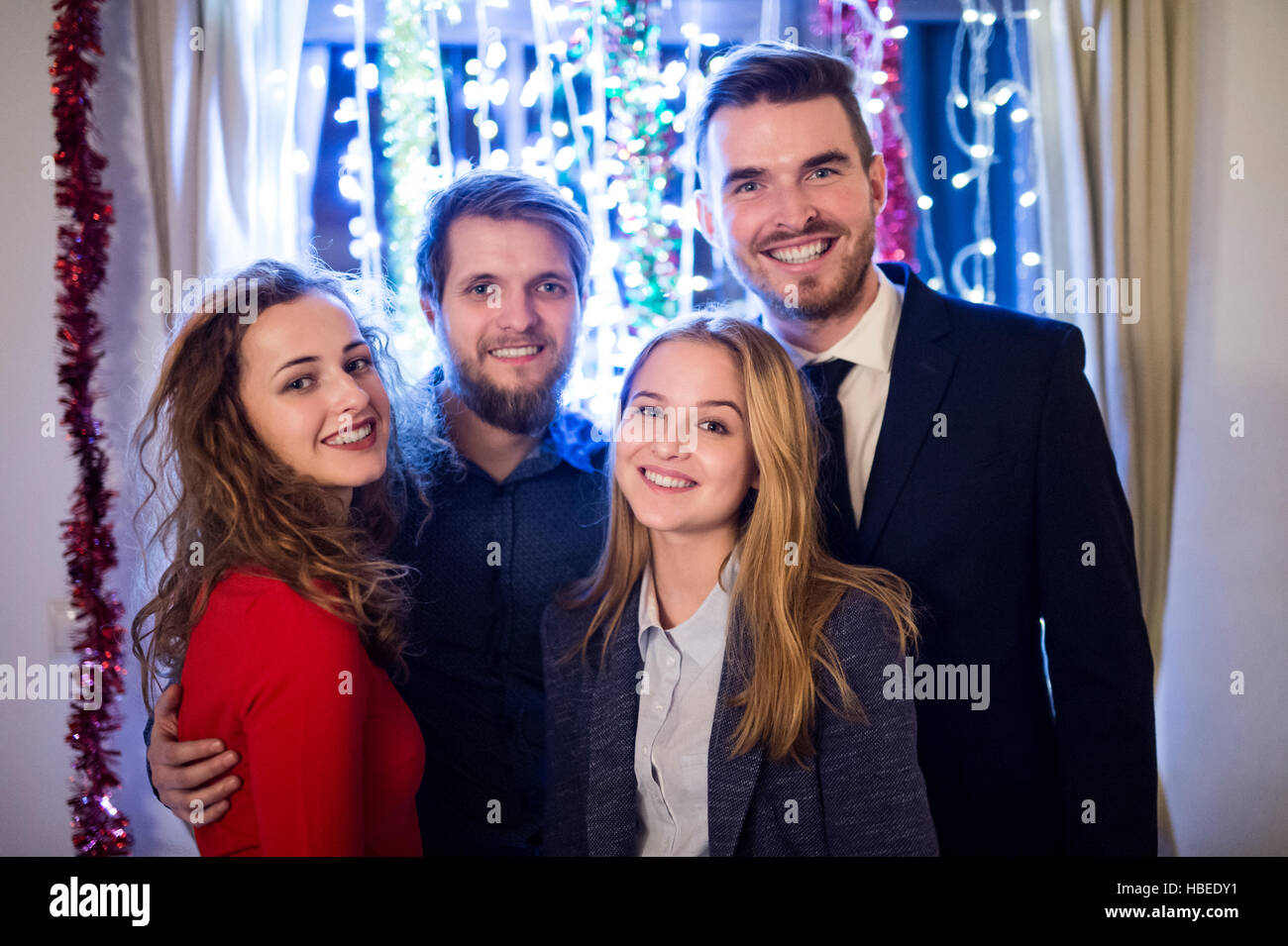 Group of friends having party on New Years Eve Stock Photo - Alamy