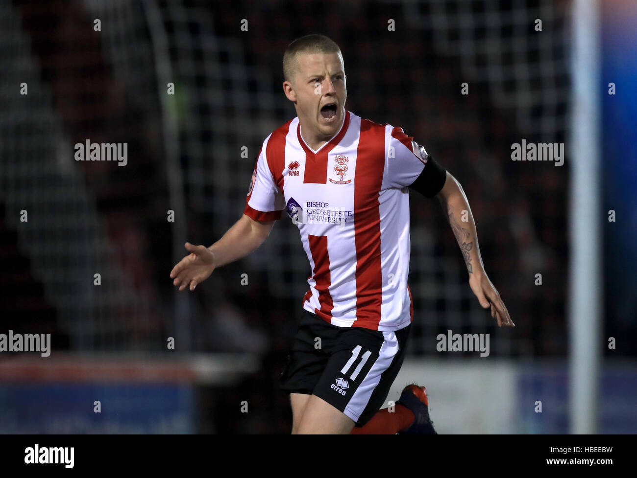 Lincoln City's Terry Hawkridge celebrates scoring his side's second ...