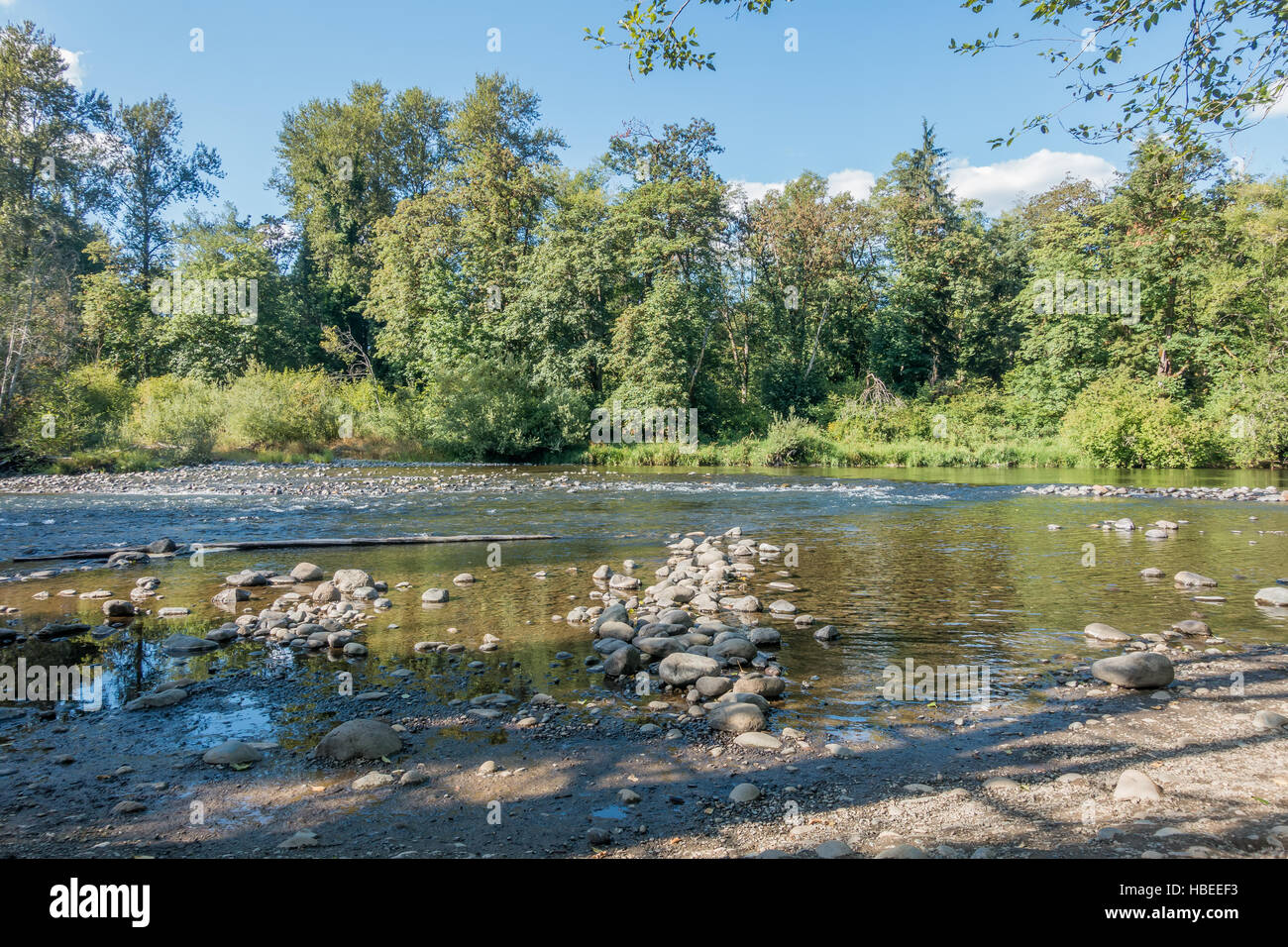 The Green River in Washington State is low revealing rocks Stock Photo ...