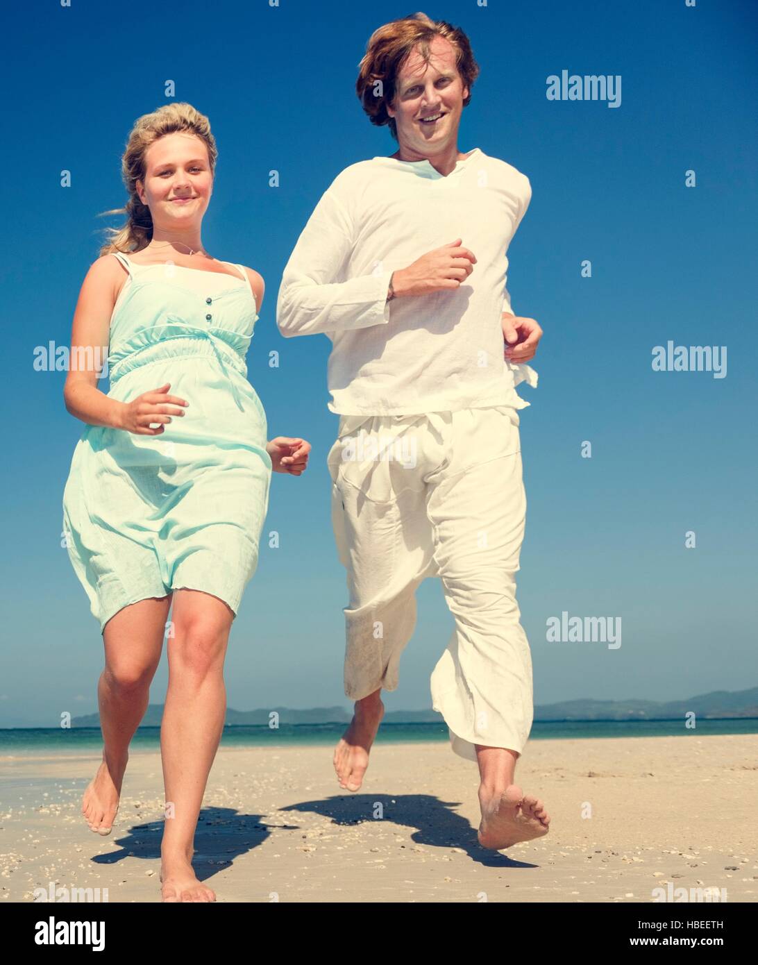 Couple Beach Cheerful Summer Vacation Tropical Concept Stock Photo - Alamy