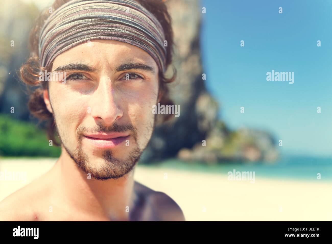 Male Man Beach Free Holiday Summer Relaxation Concept Stock Photo - Alamy