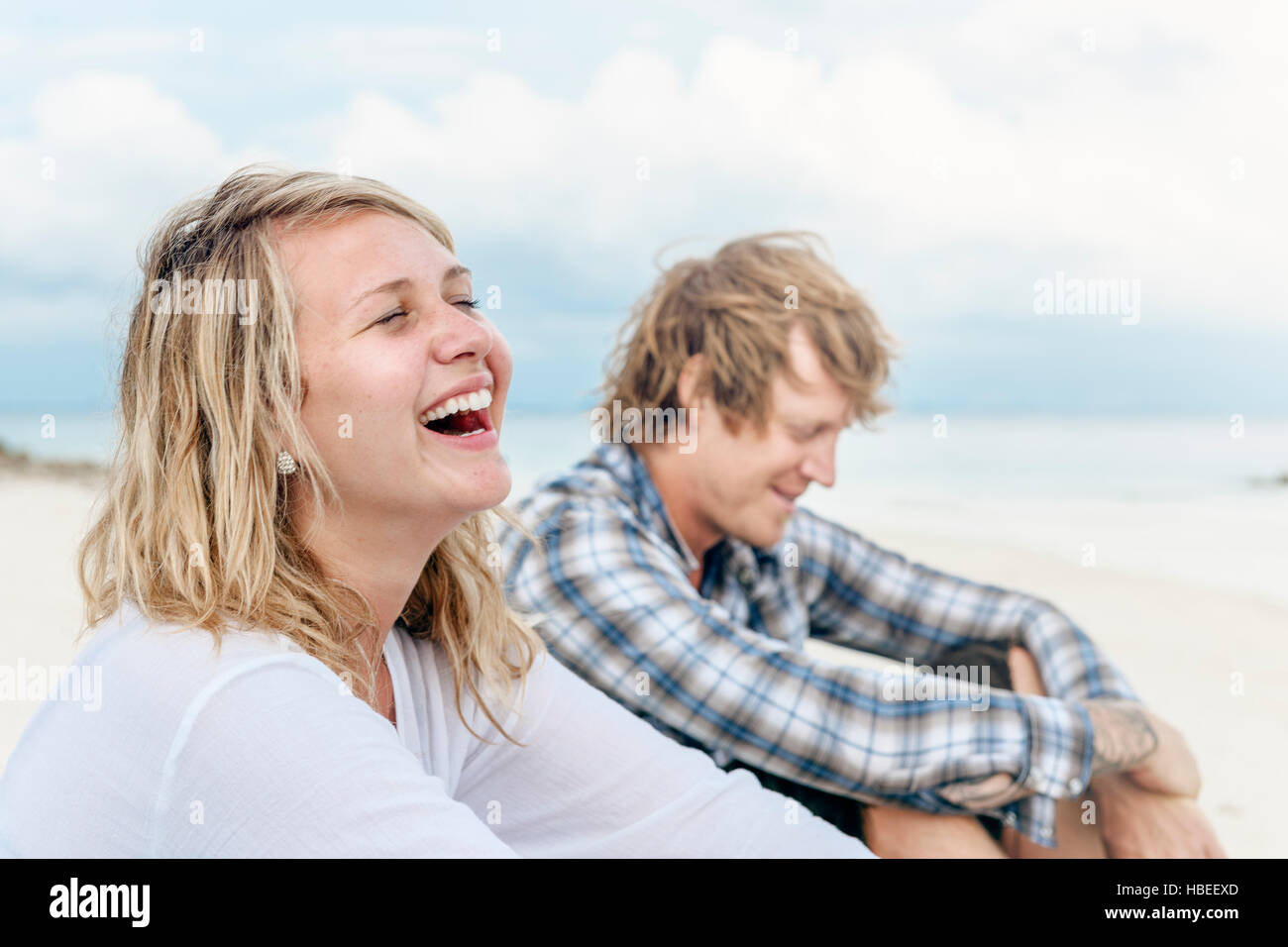 Couple Beach Cheerful Summer Vacation Tropical Concept Stock Photo - Alamy