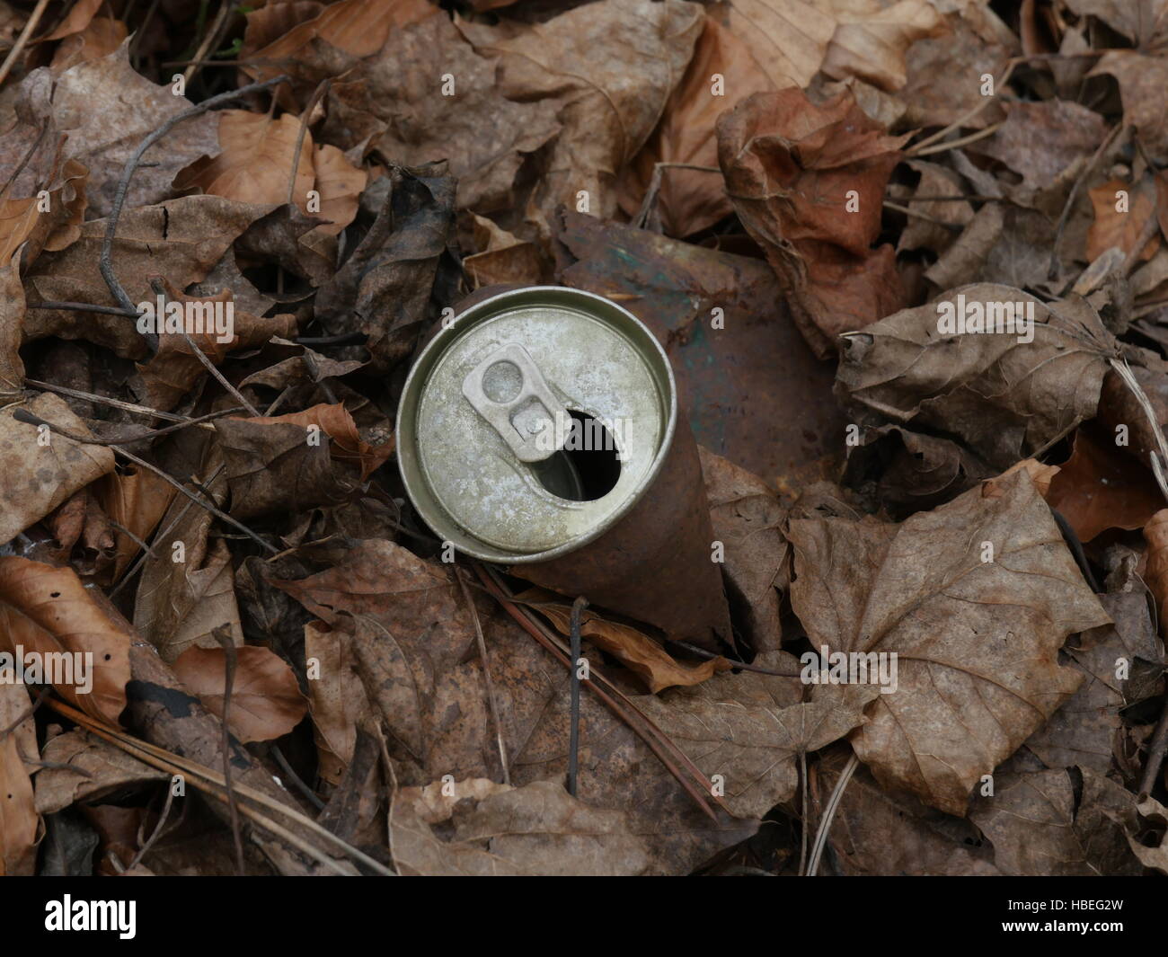 Old crushed rusty tin can hi-res stock photography and images - Alamy