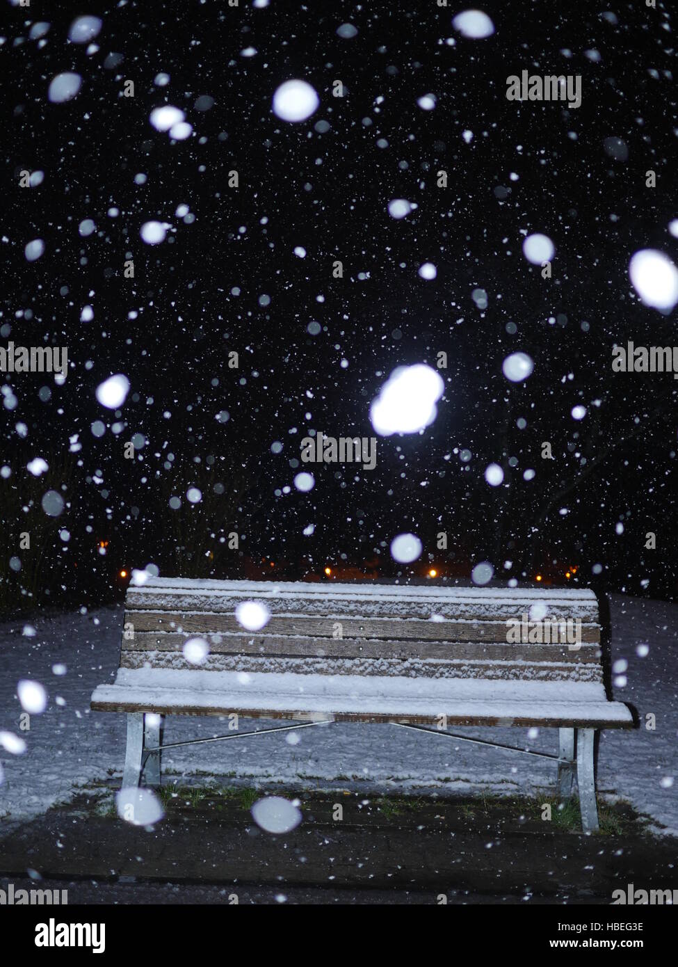 snowfall in the city at night Stock Photo - Alamy