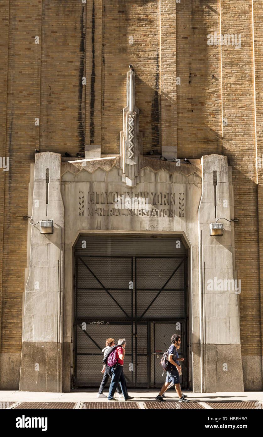 Exterior facade of the art deco City of New York Central Substation ...