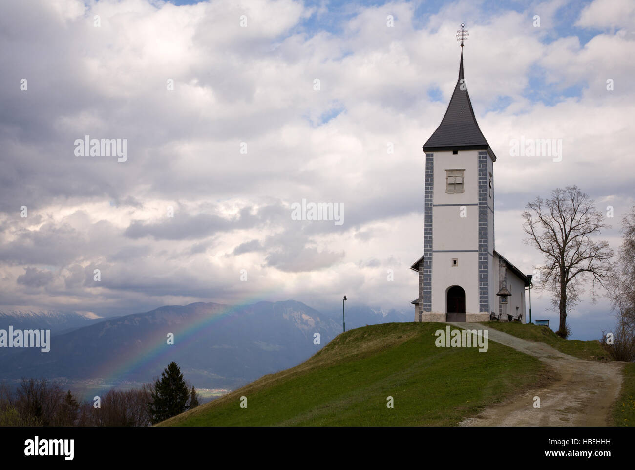 Jamnik church of Saints Primus and Felician, perched on a hill on the ...