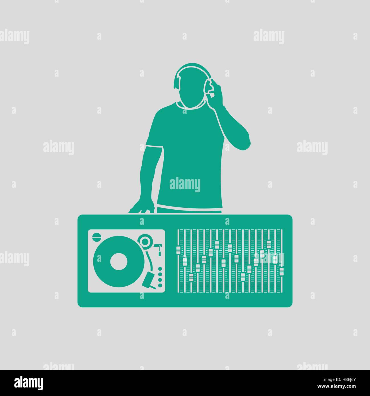DJ icon. Gray background with green. Vector illustration Stock Vector ...
