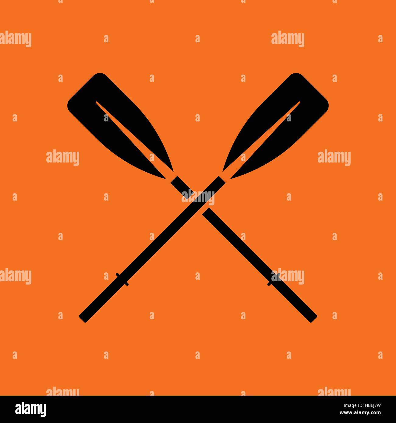 Icon of boat oars. Orange background with black. Vector illustration ...
