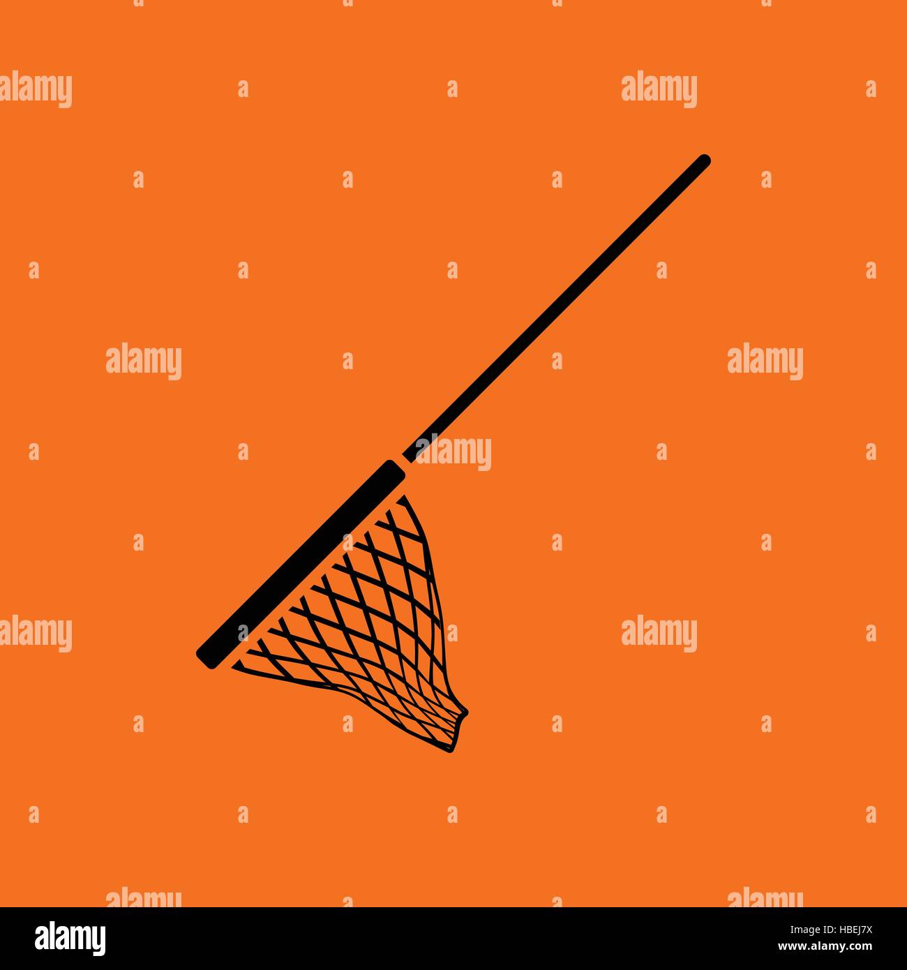Icon of Fishing net . Orange background with black. Vector illustration ...