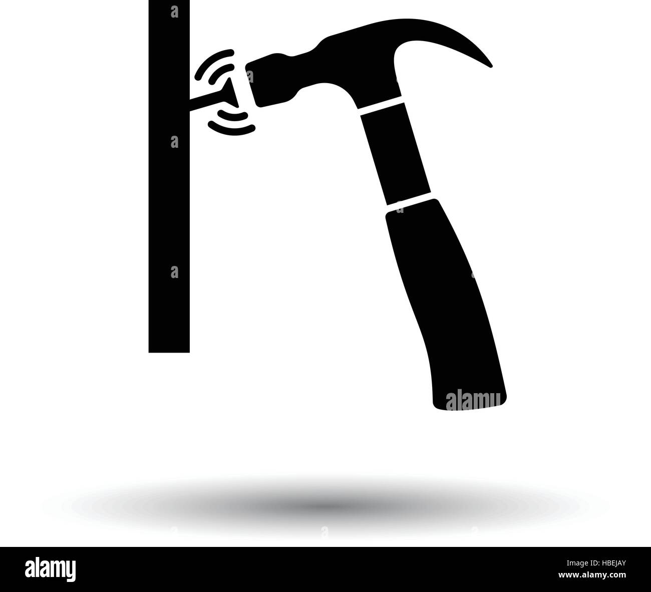Icon of hammer beat to nail. White background with shadow design ...