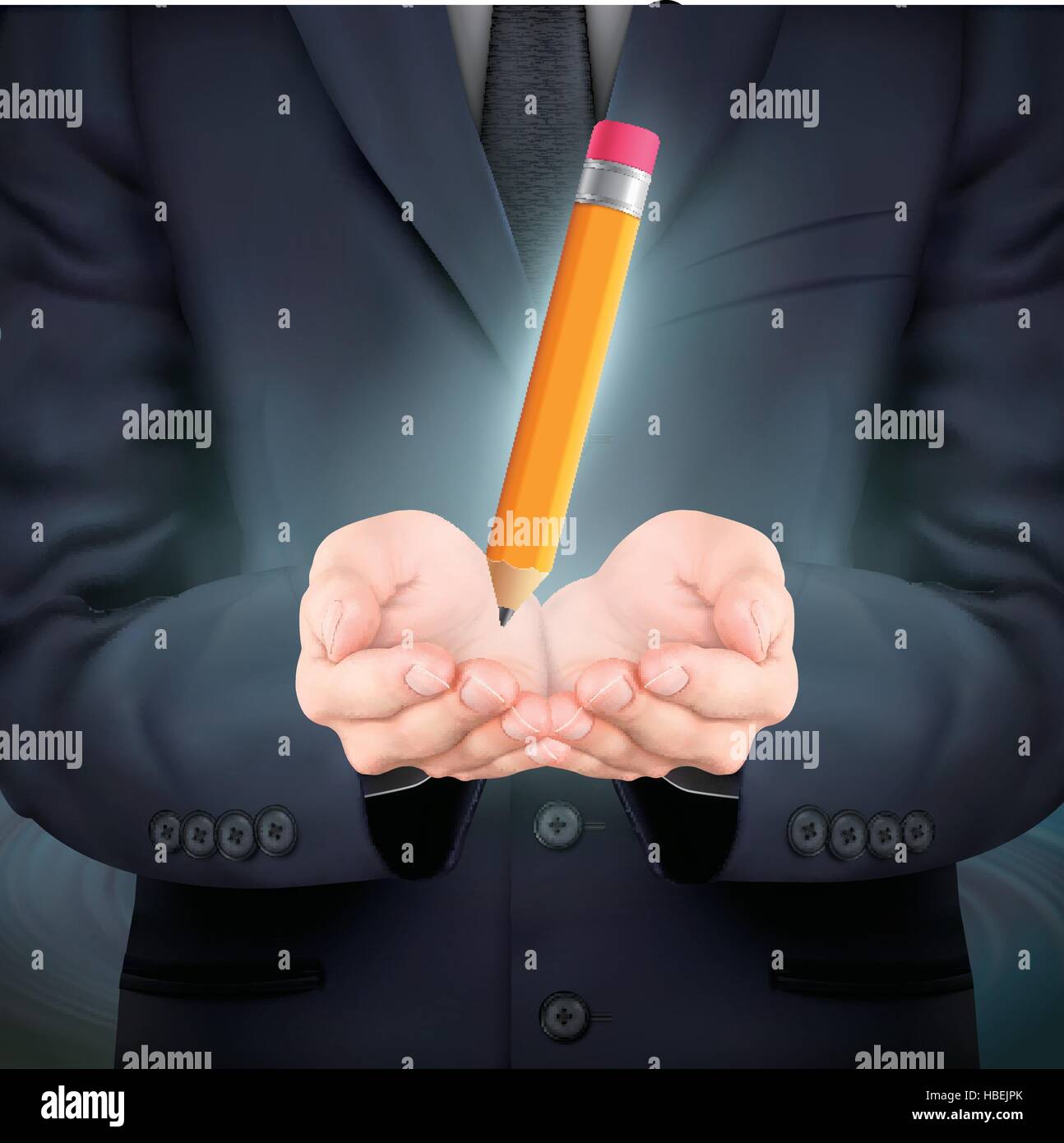 Businessman pen draw flying Stock Vector Images - Alamy