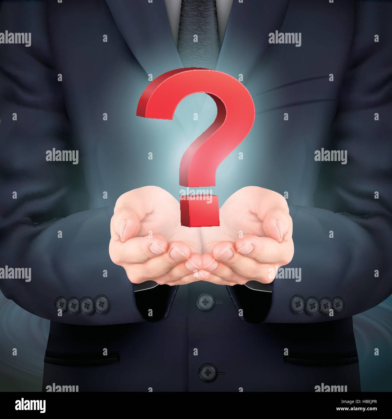 close-up look at businessman holding question mark Stock Vector Image ...