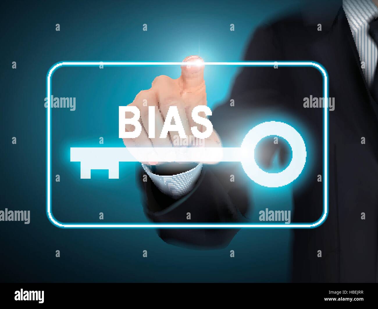 male hand pressing BIAS key button over blue abstract background Stock ...