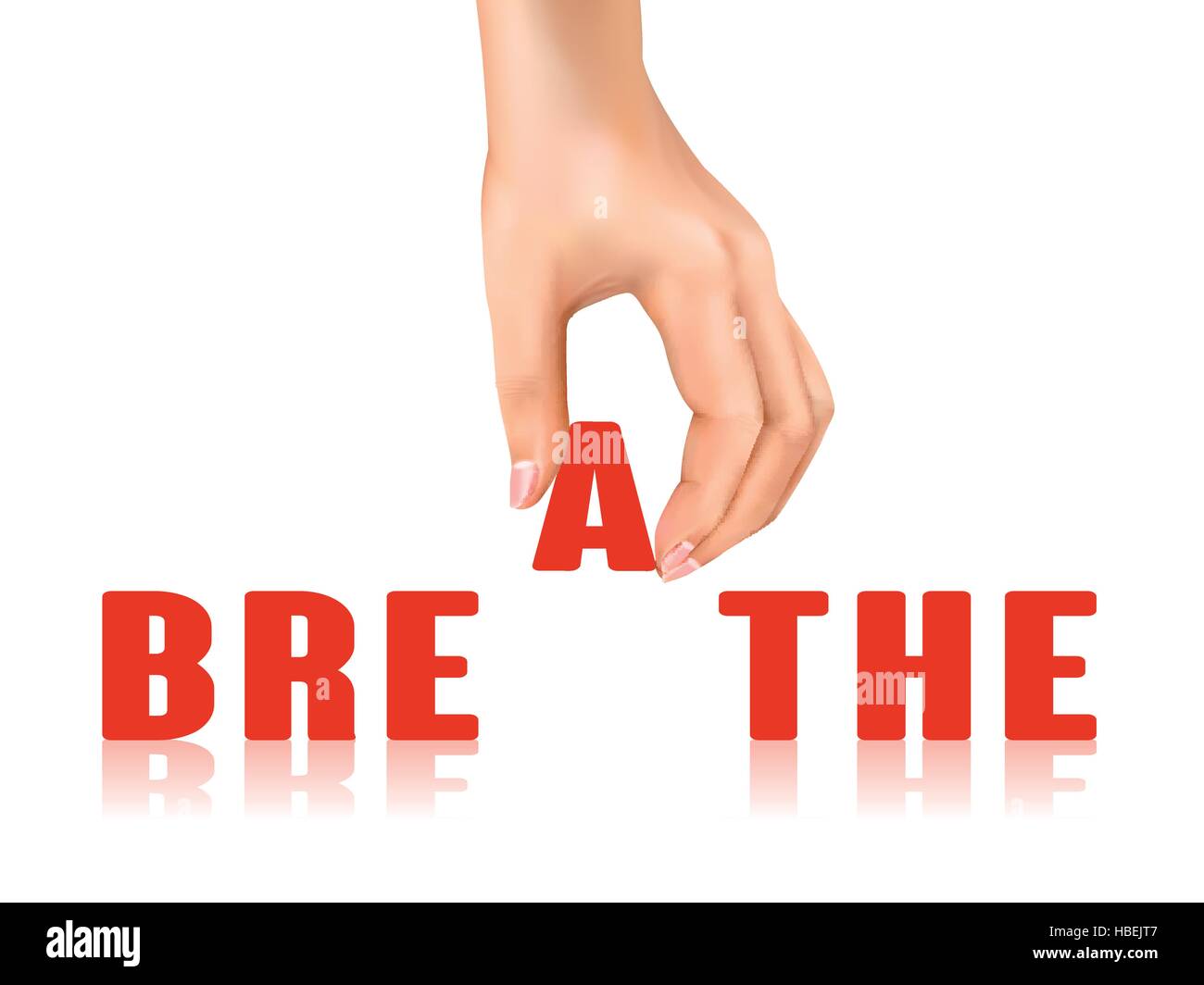 breathe word taken away by hand over white background Stock Vector ...