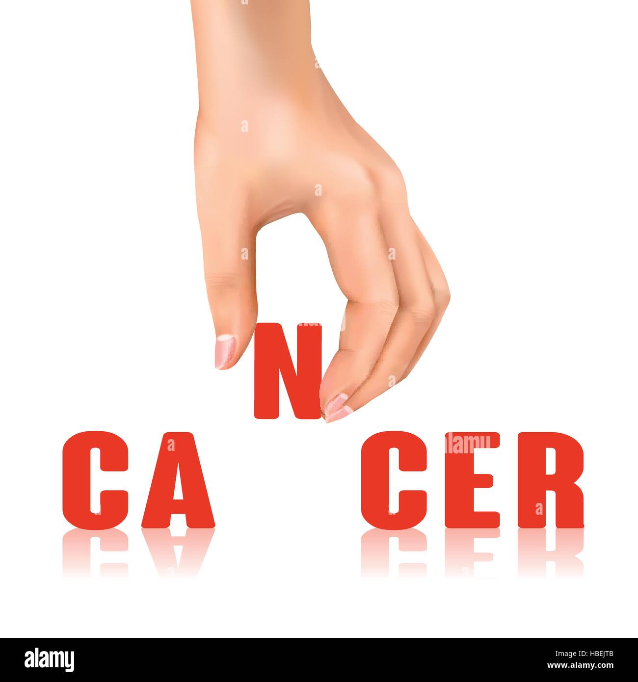 cancer word taken away by hand over white background Stock Vector Image ...