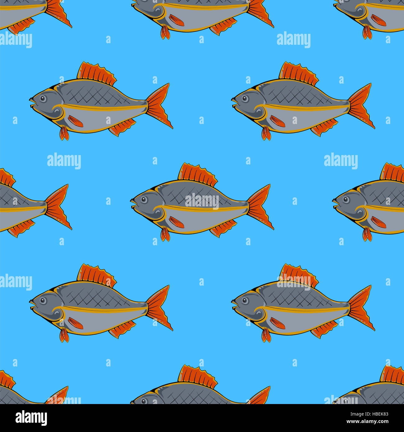 Fresh Fish Seamless Pattern Stock Photo - Alamy