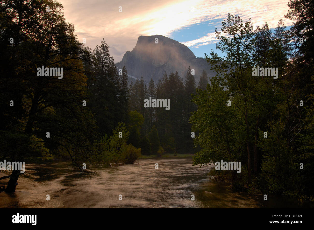 Merced River and Half Dome at First Light from Sentinel Bridge ...