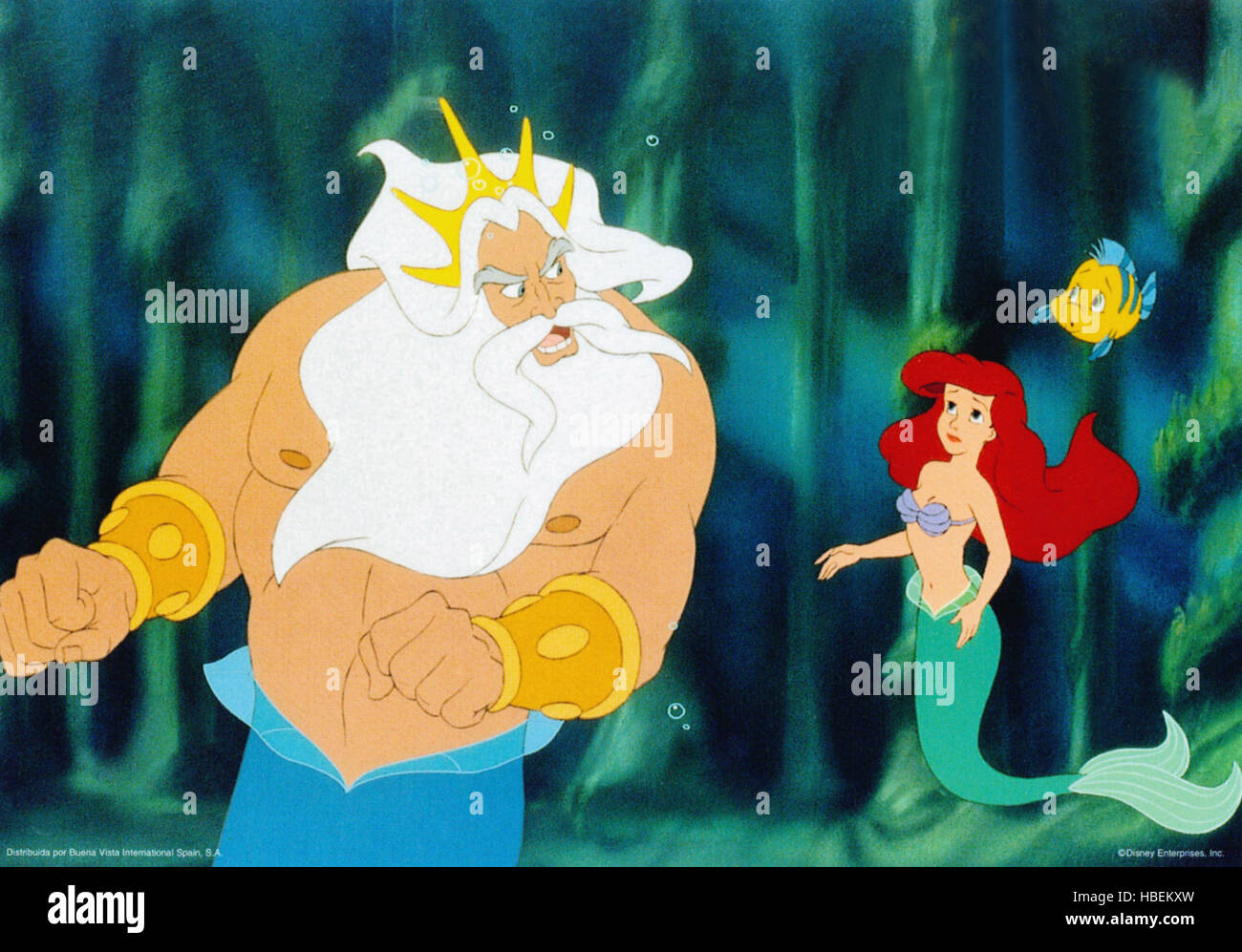 THE LITTLE MERMAID, from left: King Triton, Ariel, Flounder, 1989 ...
