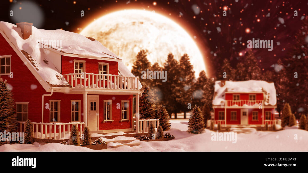 Composite image of christmas snow falling Stock Photo - Alamy