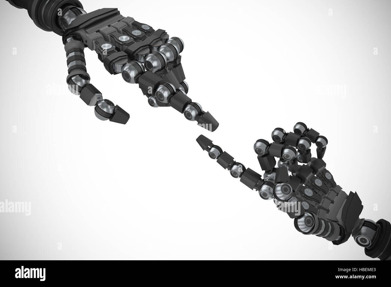 Composite image of robotic arm over white background Stock Photo - Alamy