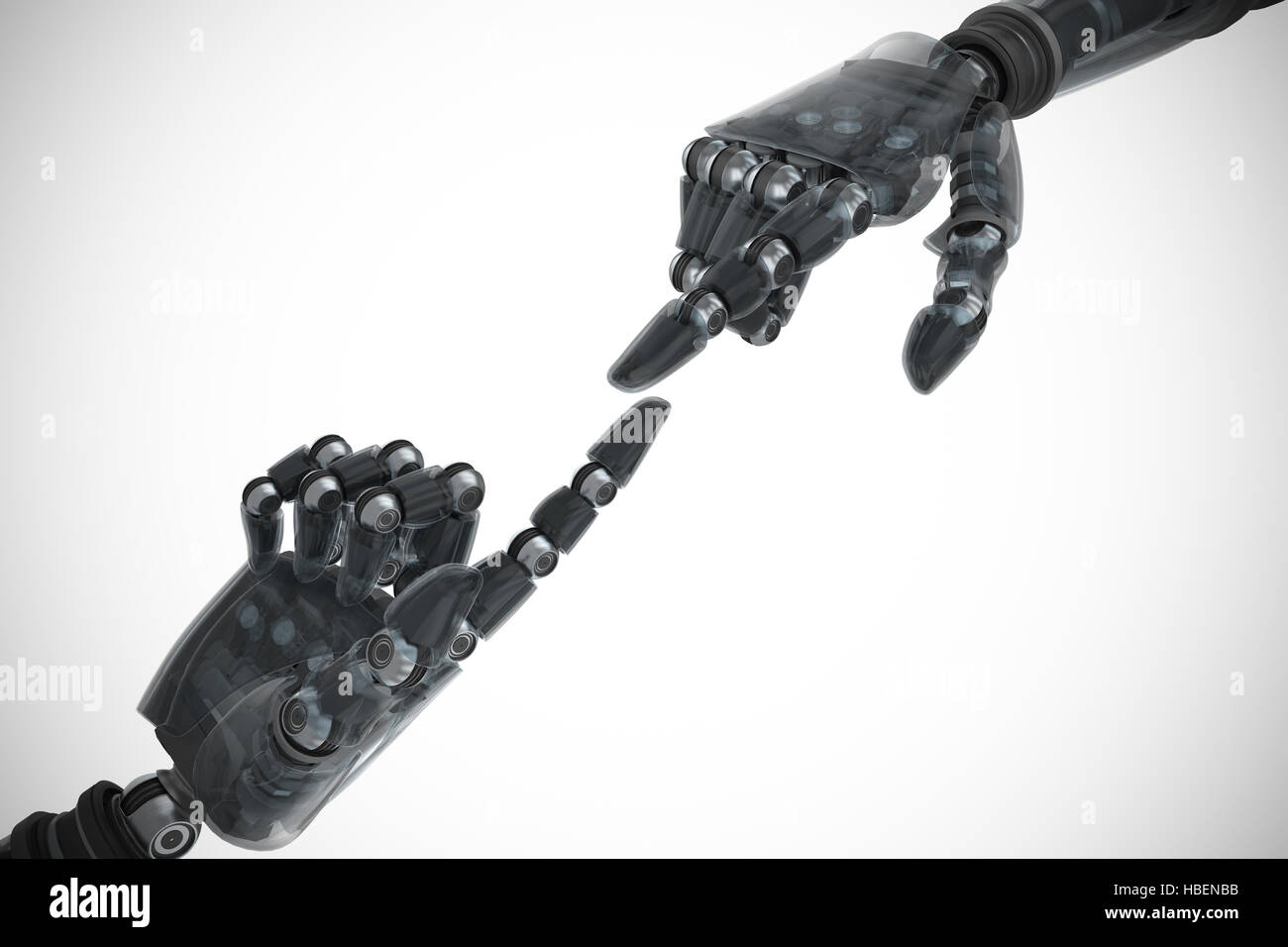 Composite image of back robot arm pointing at something Stock Photo - Alamy
