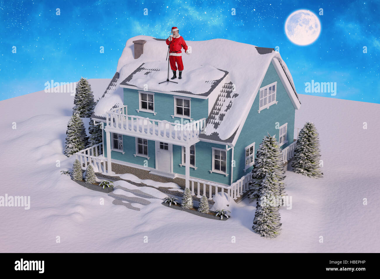 Composite image of santa claus singing christmas songs Stock Photo - Alamy