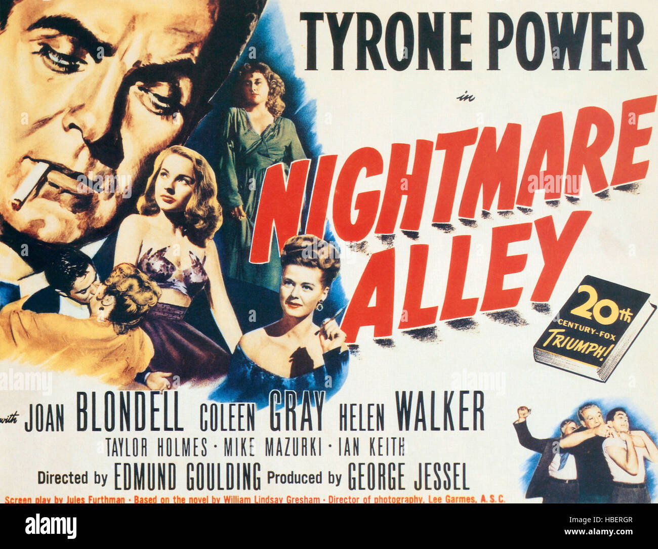 NIGHTMARE ALLEY, Tyrone Power, Joan Blondell, Helen Walker, Coleen Gray ...