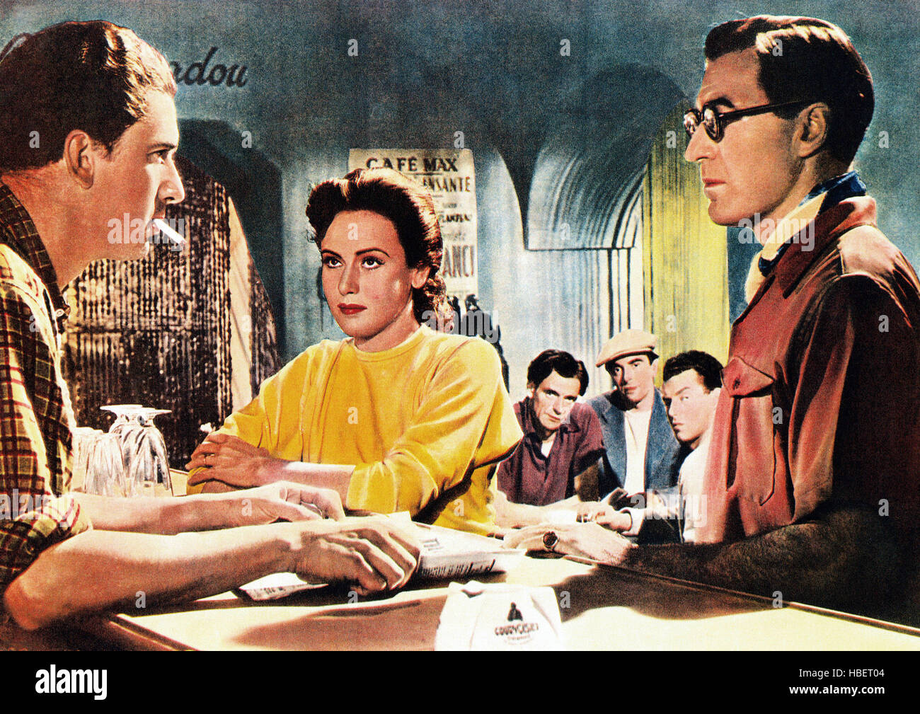 NIGHT WITHOUT STARS, Robert Ayres (cigarette), at counter from left ...