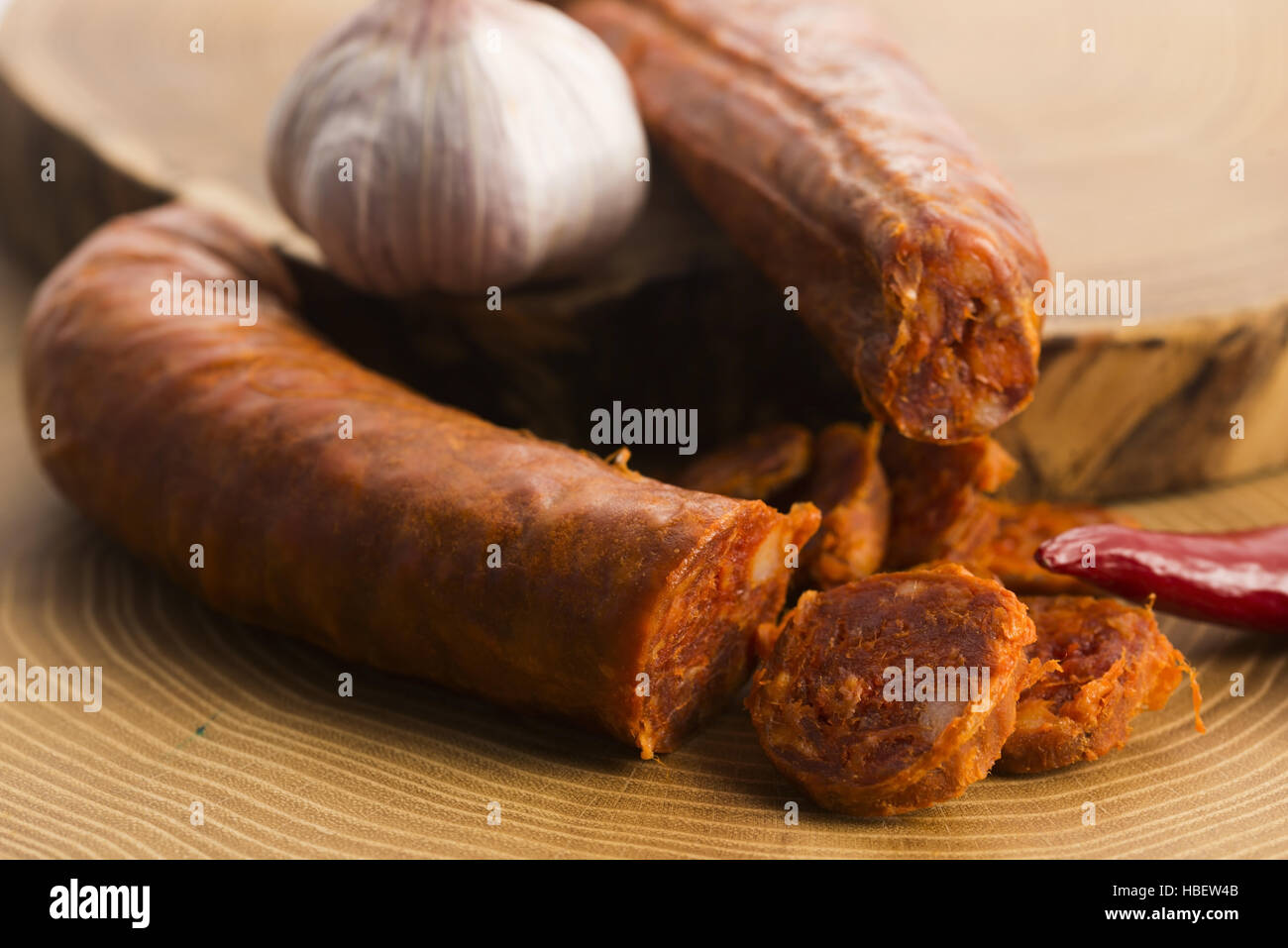 spanish traditional chorizo sausage, with fresh herbs Stock Photo - Alamy