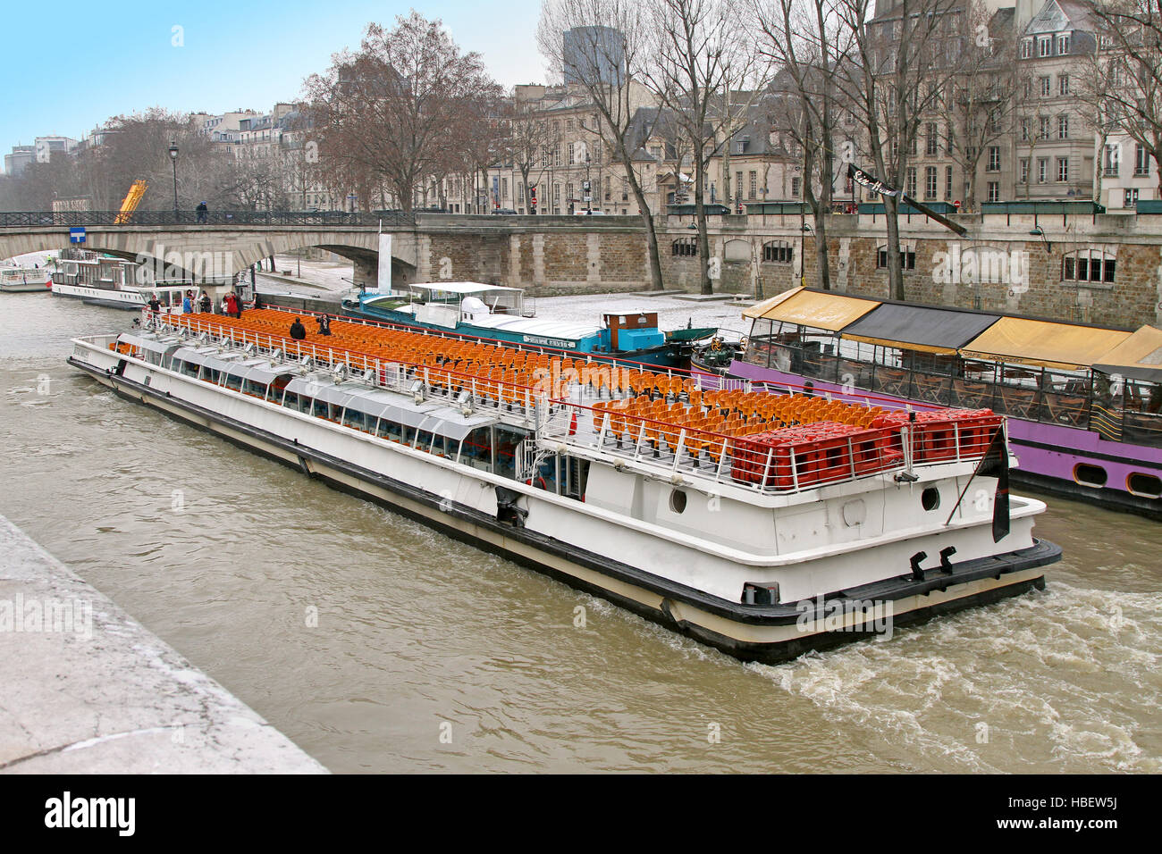 Paris tour boat Stock Photo - Alamy