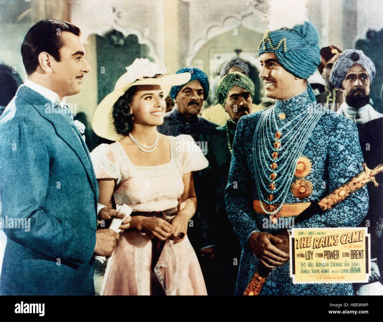 THE RAINS CAME, front from left: George Brent, Brenda Joyce, Tyrone ...