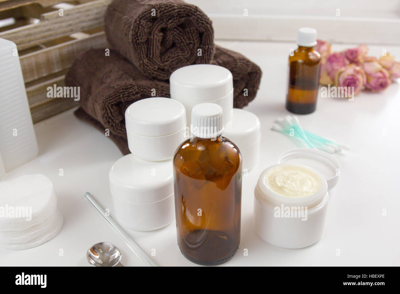 Lotion and cream containers Stock Photo - Alamy